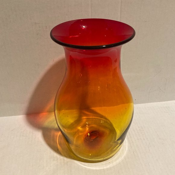 Vintage | Accents | Vintage Midcentury Modern Amberina Art Glass Vase ...